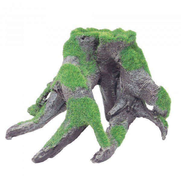 Moss Tree Stump with Roots Large 20 x 15 x 14cm – Jurassic Jungle